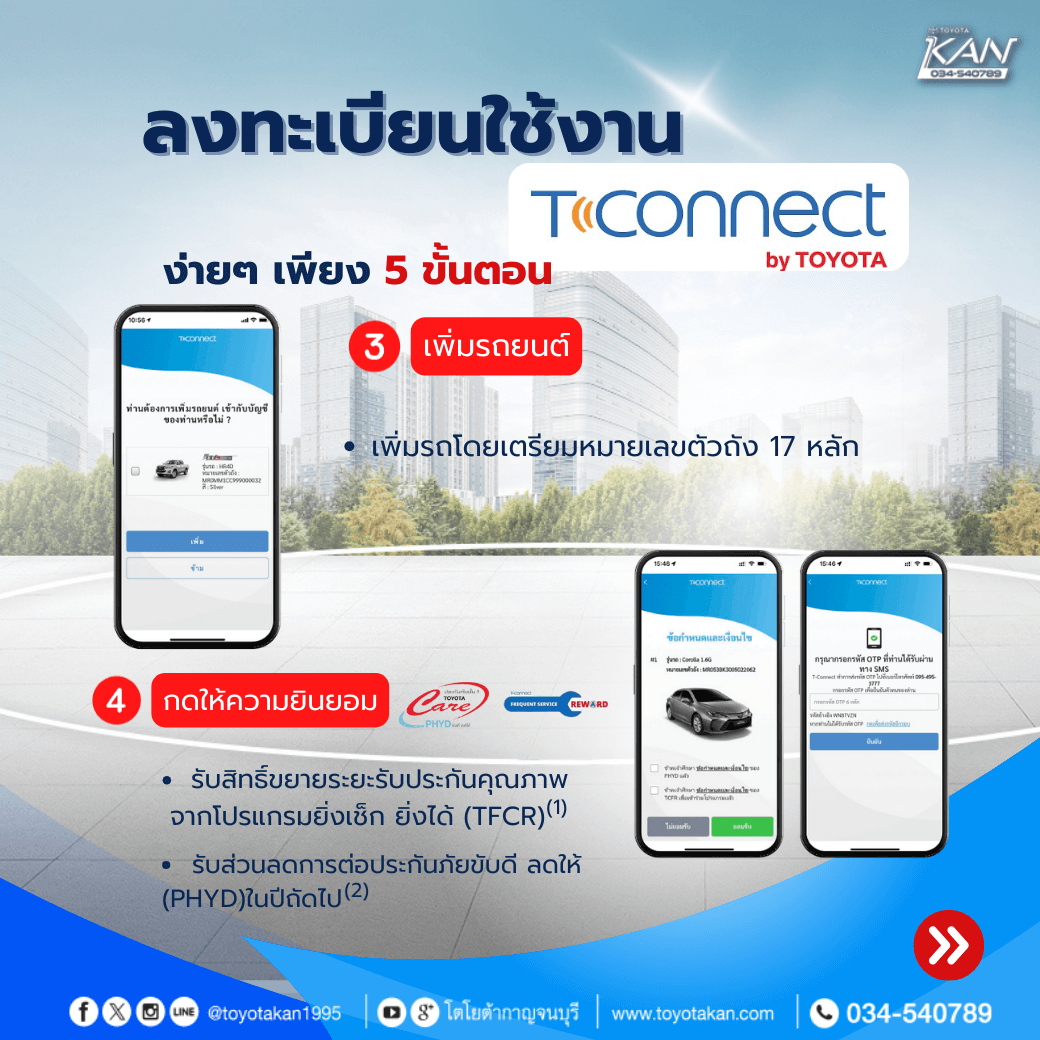 ขั้นตอนลงทะเบียน T-Connect - โตโยต้า กาญจนบุรี register T-Connect
